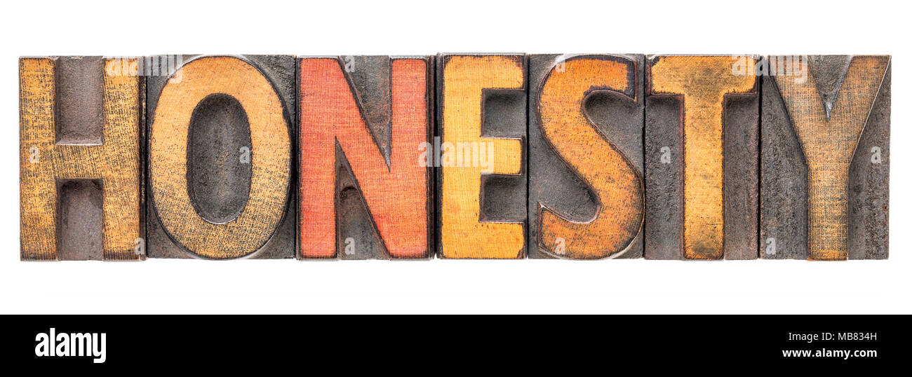 honesty - isolated word abstract in vintage letterpress wood type block ...