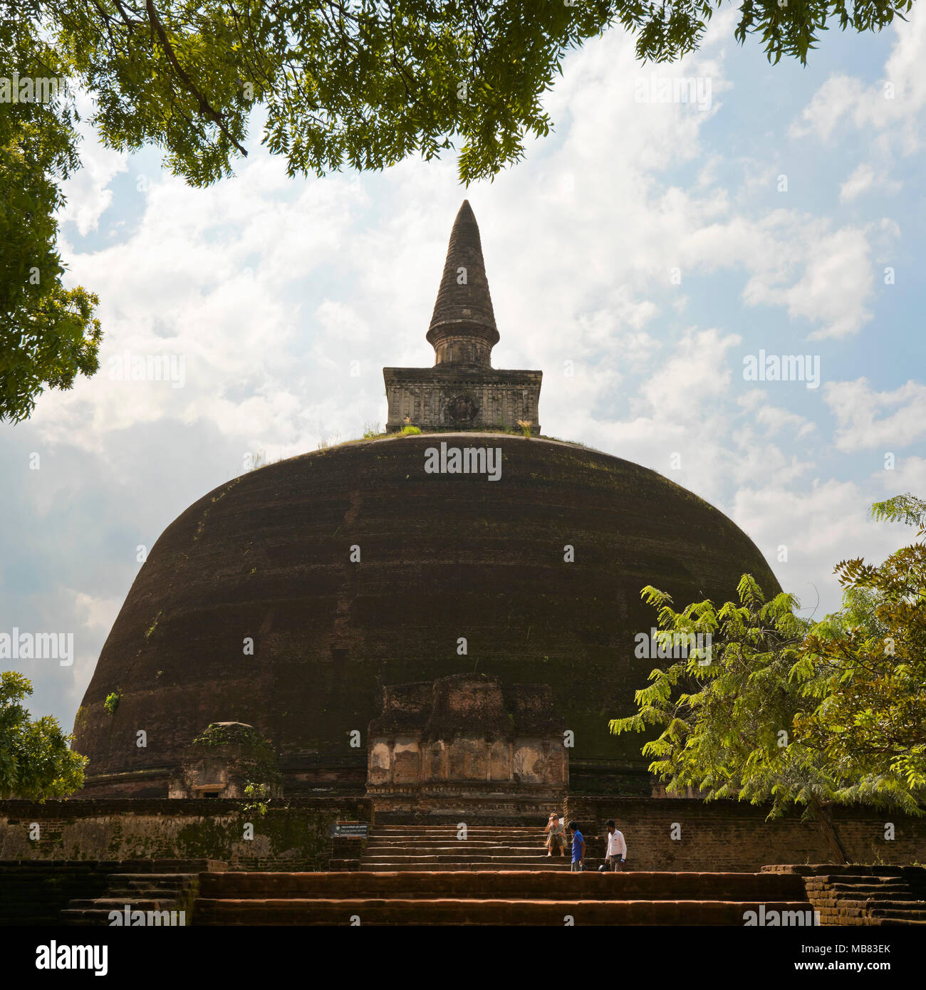 Square view of the massive Rankoth Vehera stupa in Polonnaruwa, Sri ...