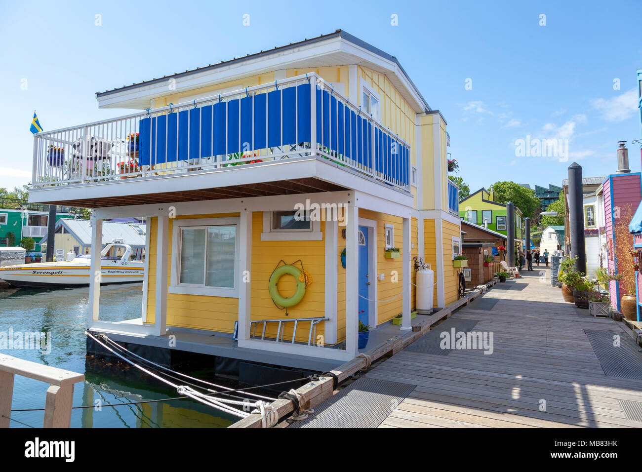 A colourful Float Home in Fisherman's Wharf, Victoria, BC Stock Photo ...