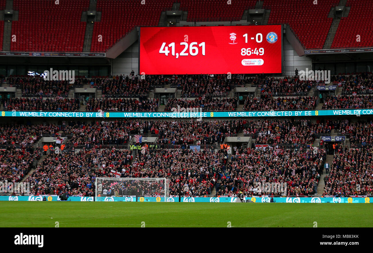 General view of the attendance during the Checkatrade Trophy final at ...