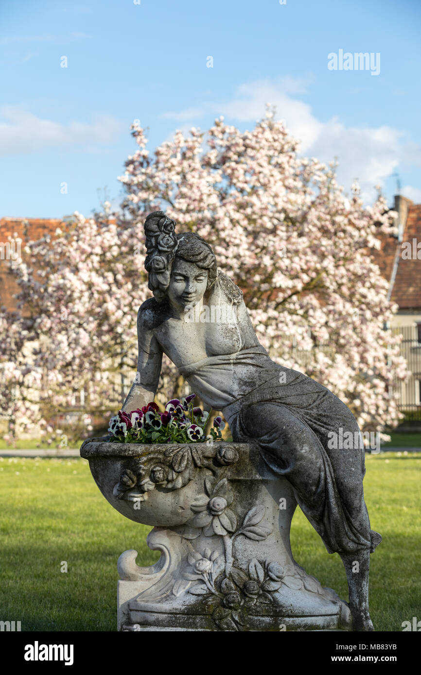 Brody, Poland - April 17, 2017: A stone sculpture of a woman on the ...