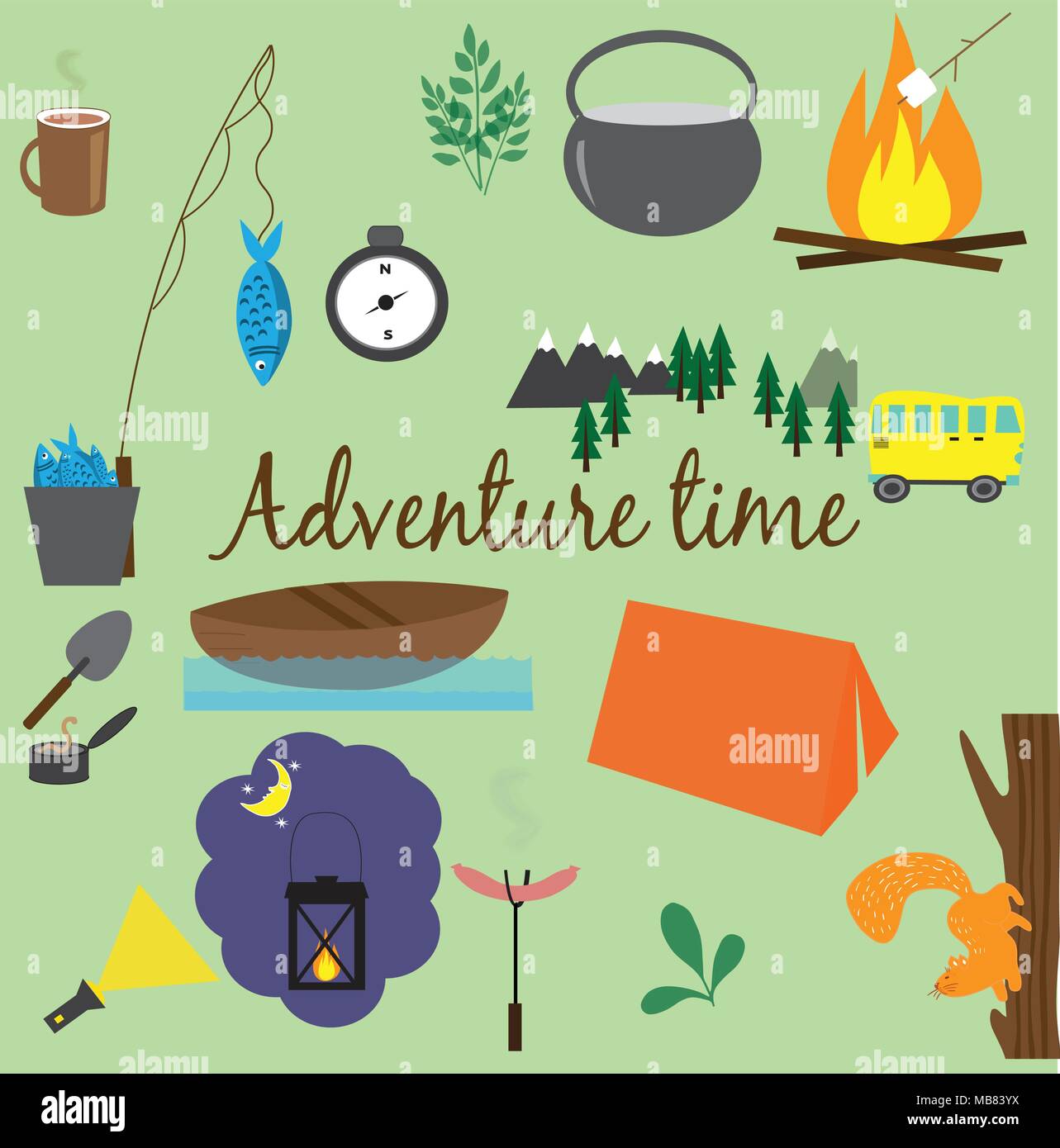 Set with outdoor recreation elements Stock Vector Image & Art - Alamy