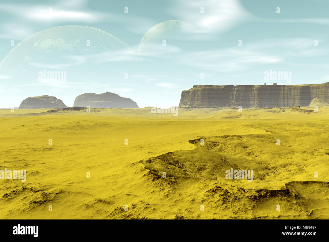 Fantasy alien planet. Mountain. 3D illustration Stock Photo - Alamy