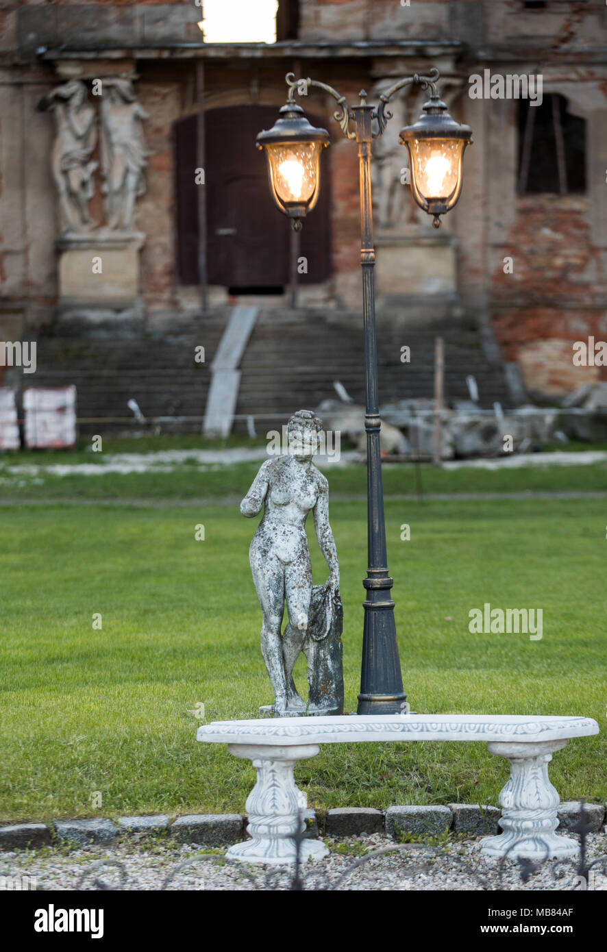 Brody, Poland - April 17, 2017: A stone sculpture of a woman on the ...