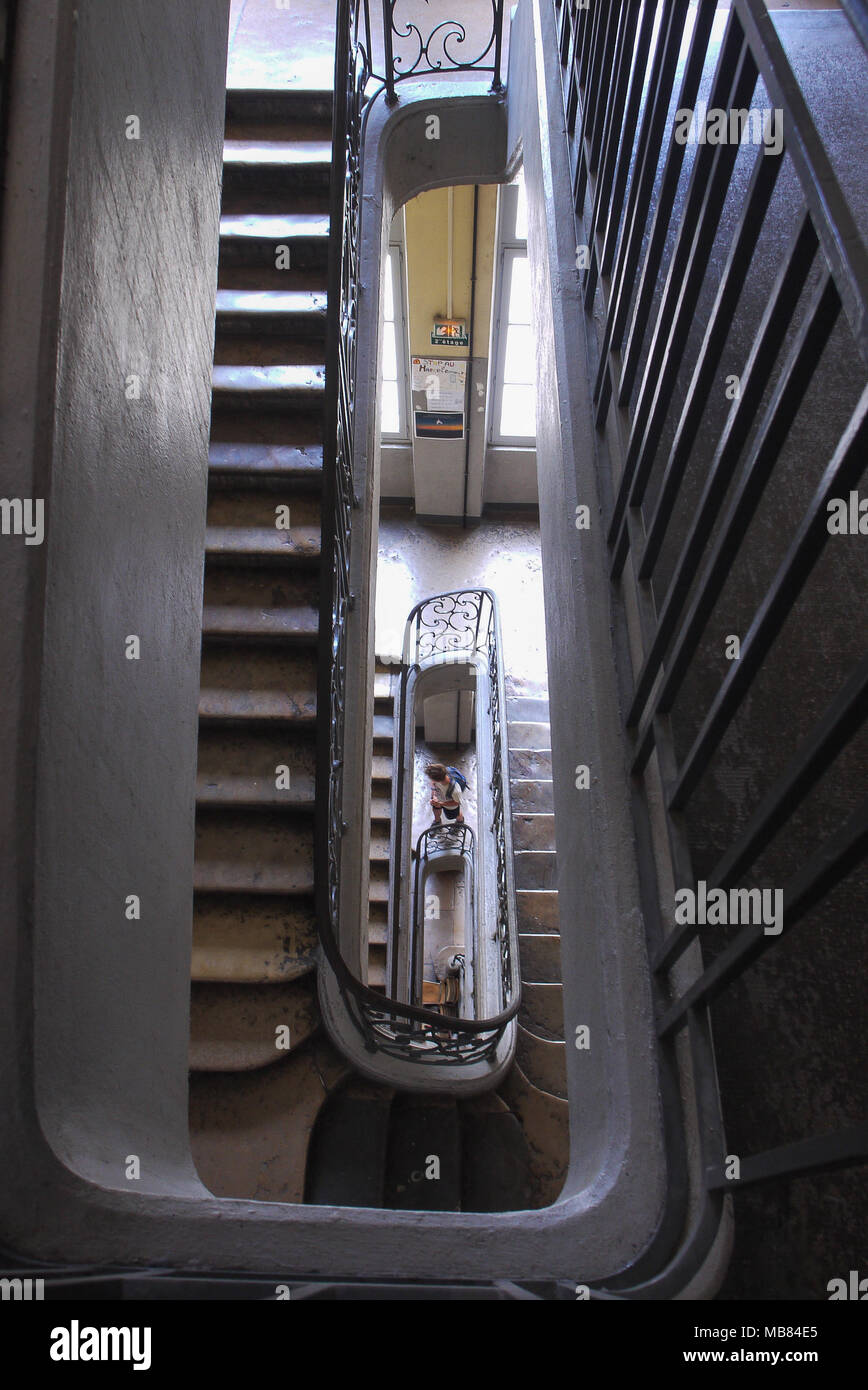 Pupils in College stairs, Lyon, France Stock Photo - Alamy