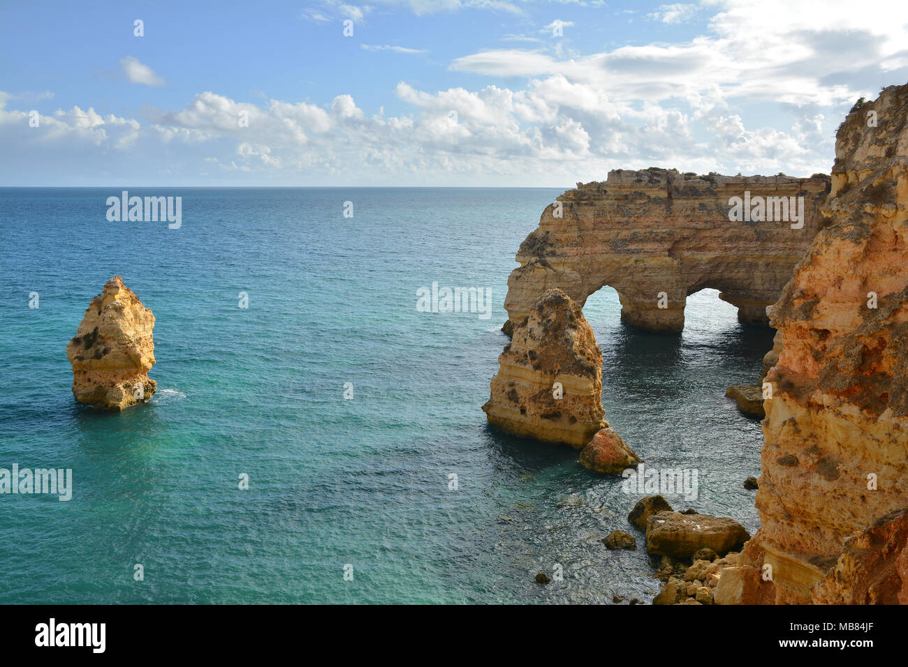 Algarve beach and rocks formation, amazing destination in Portugal and ...
