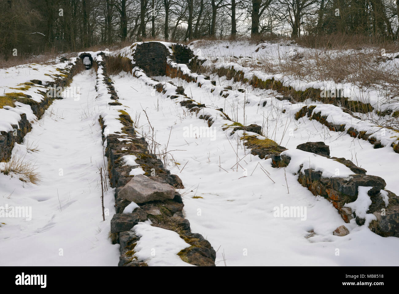 Lead Smelting Fumes in Snow, Charterhouse, Mendip Hills Stock Photo - Alamy