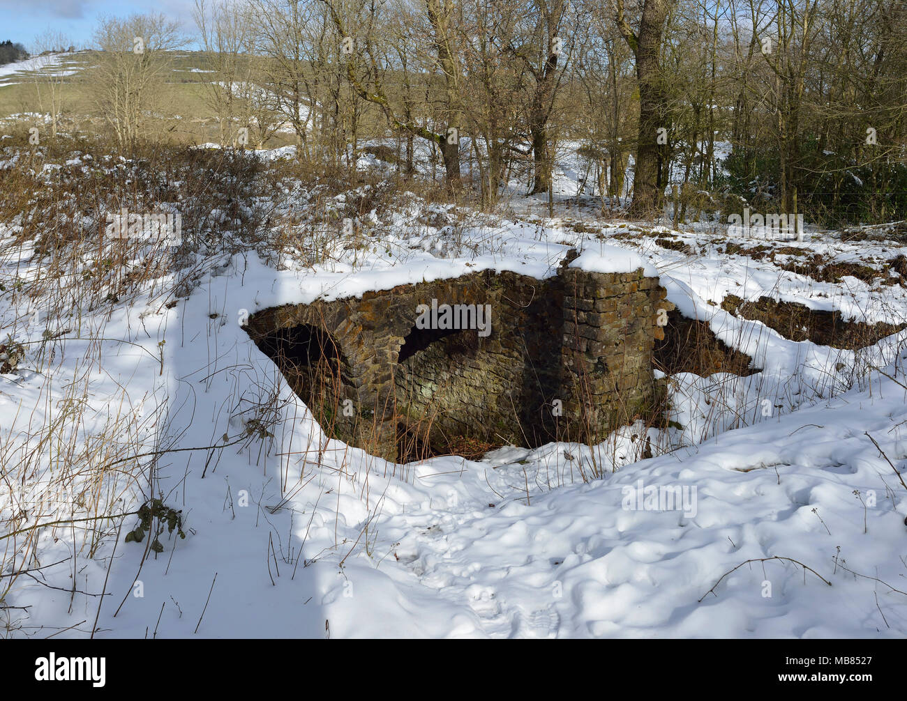 Lead Smelting Fumes in Snow, Charterhouse, Mendip Hills Stock Photo - Alamy