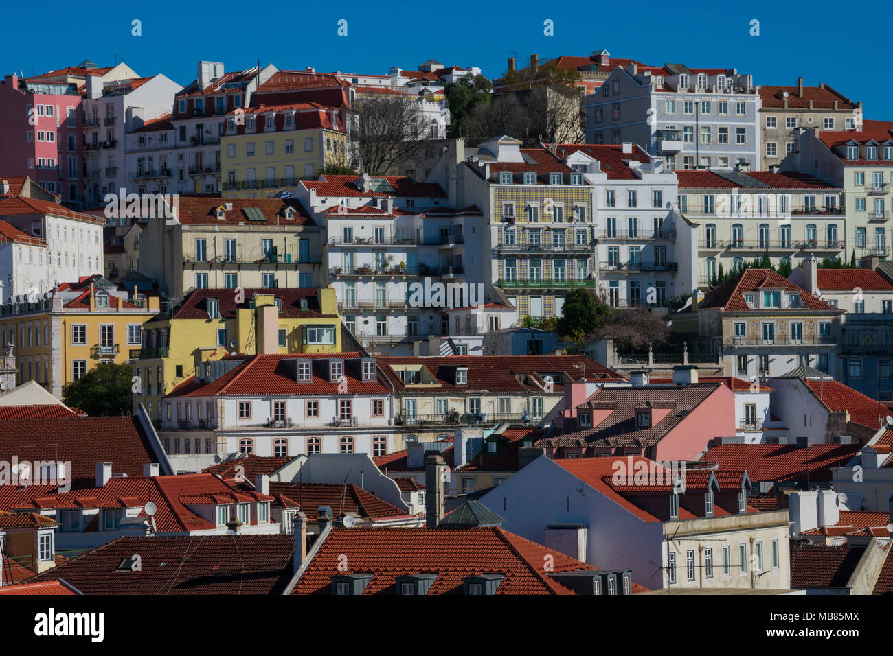 Lisbon. Portugal. January 28, 2018. Lisbon city view on a sunny winter ...