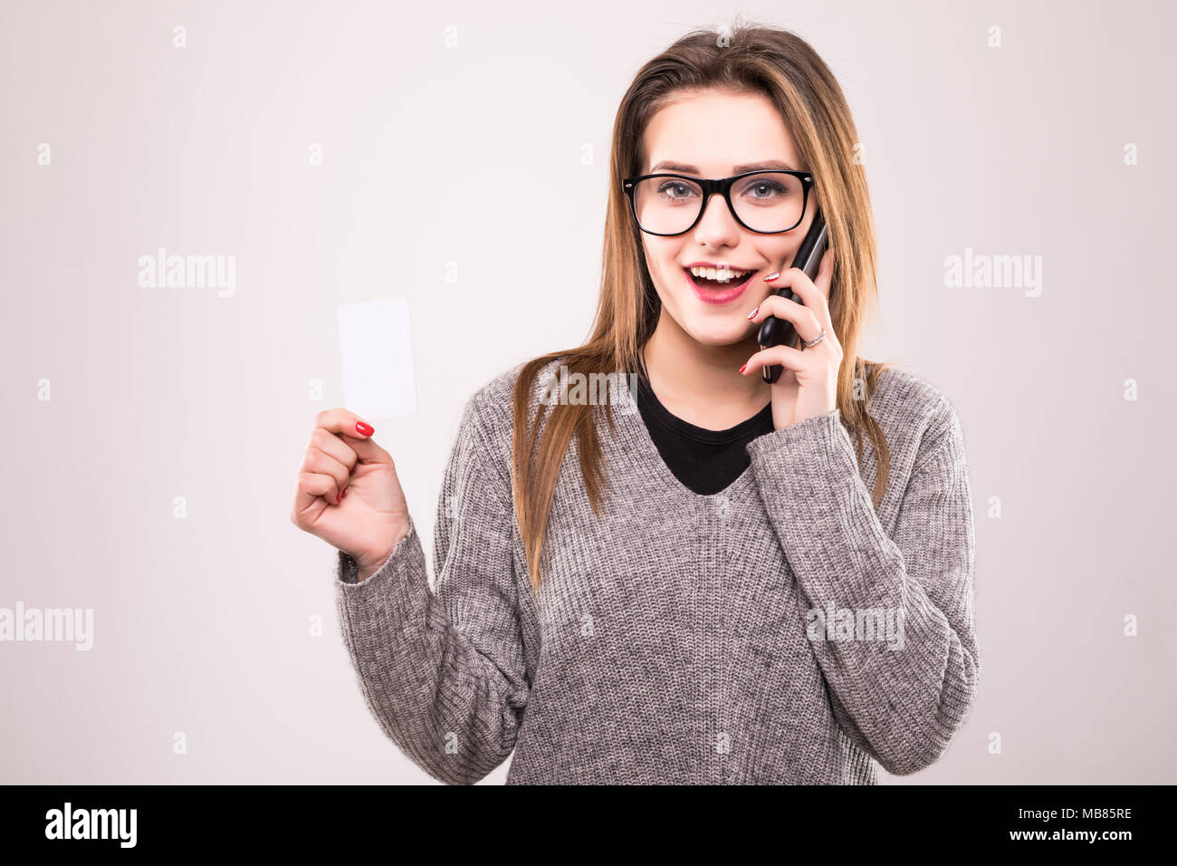 Business woman portrait talking on the phone - isolated over white ...
