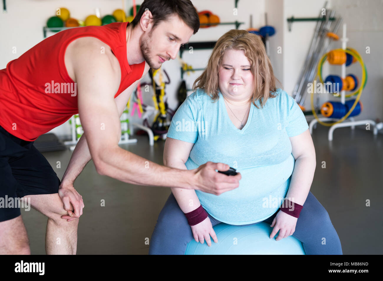Obese woman exercise hi-res stock photography and images - Alamy