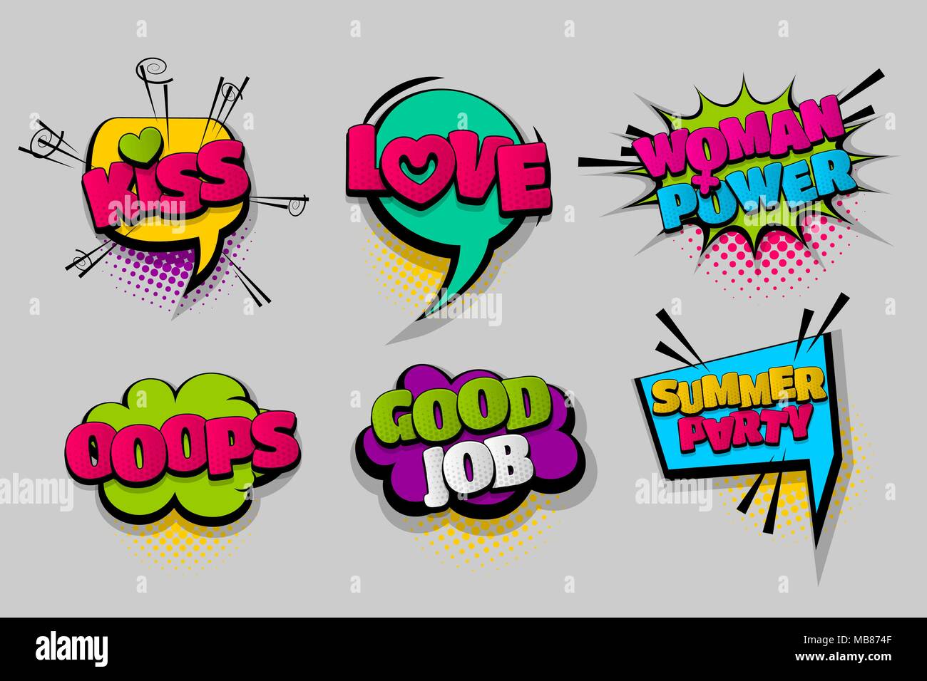 Set comic text speech bubble pop art Stock Vector Image & Art - Alamy