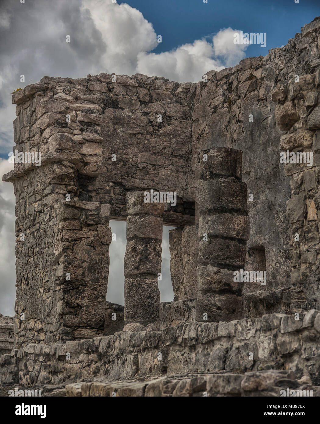 Mayan ruins at the caribbean coast of México in Tulum Quintana Roo ...