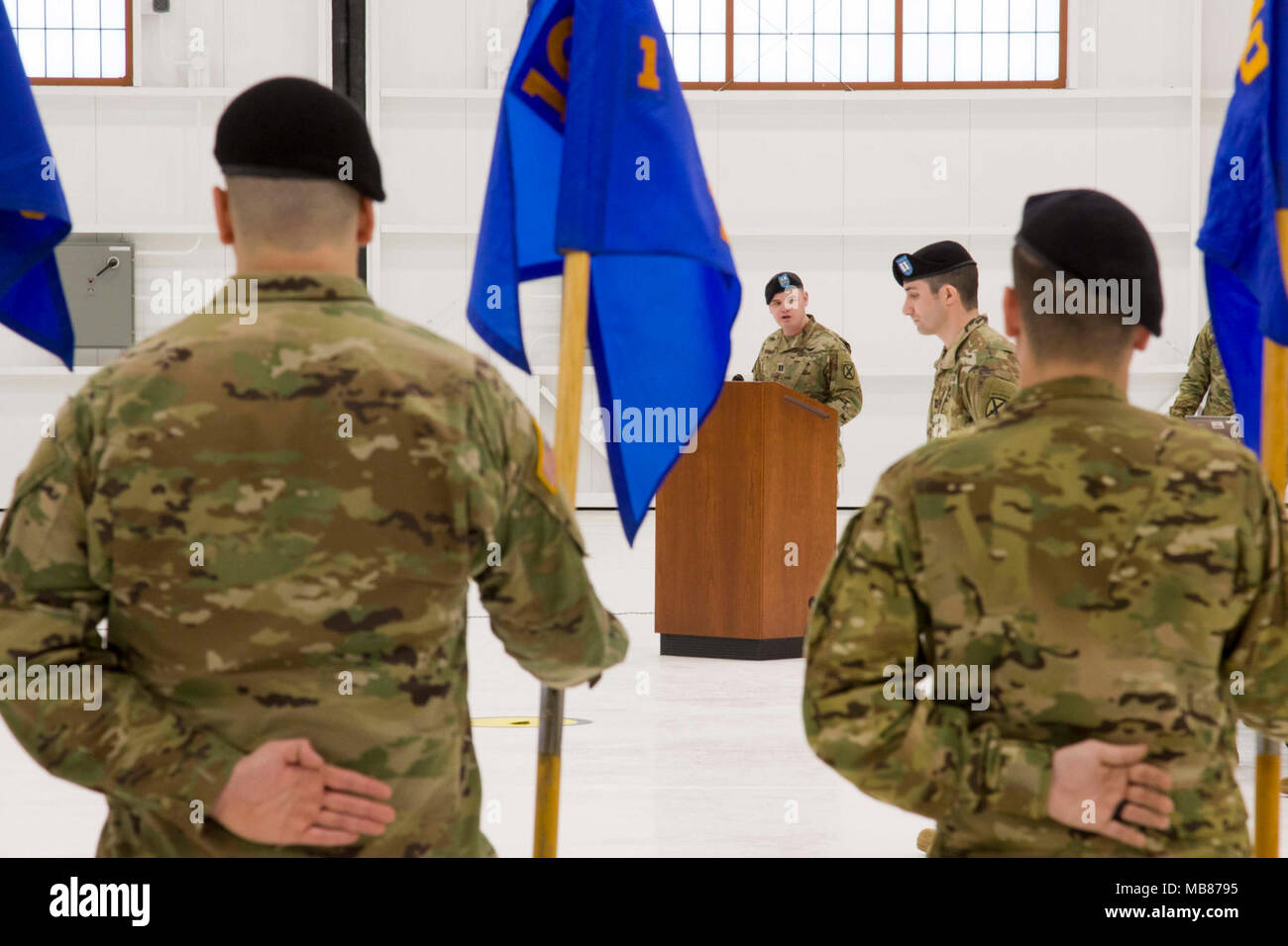 Capt. Joshua Heiner gives his speech as outgoing commander of D/10 ...