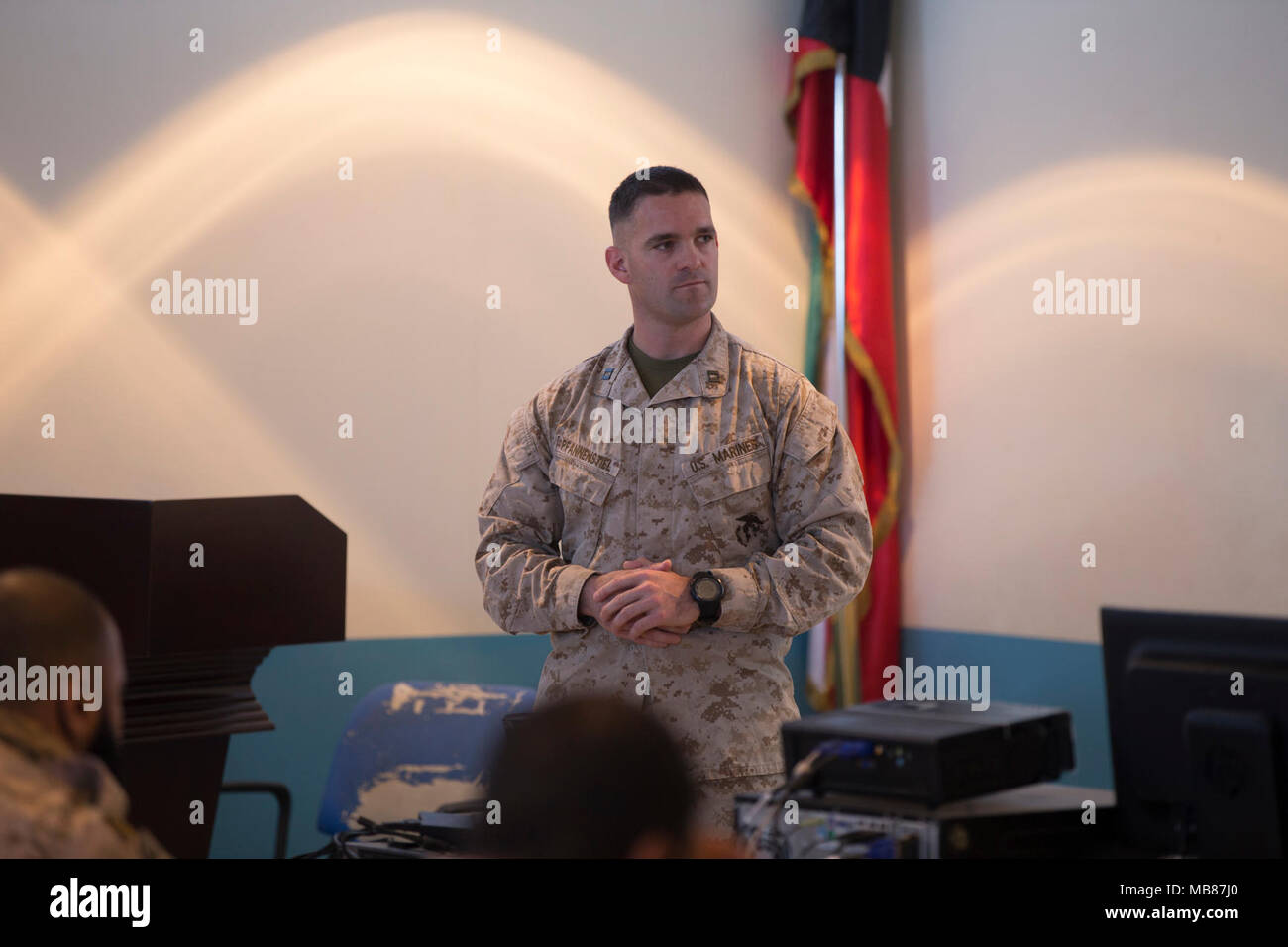 U.S. Marine Capt. Alex Pfannenstiel, operations officer, Logistics ...