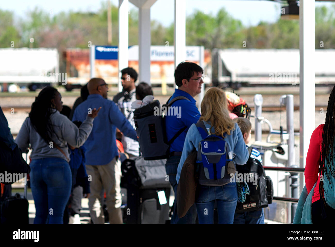 Florence, South Carolina, USA - April 2, 2018: Passengers prepare to ...