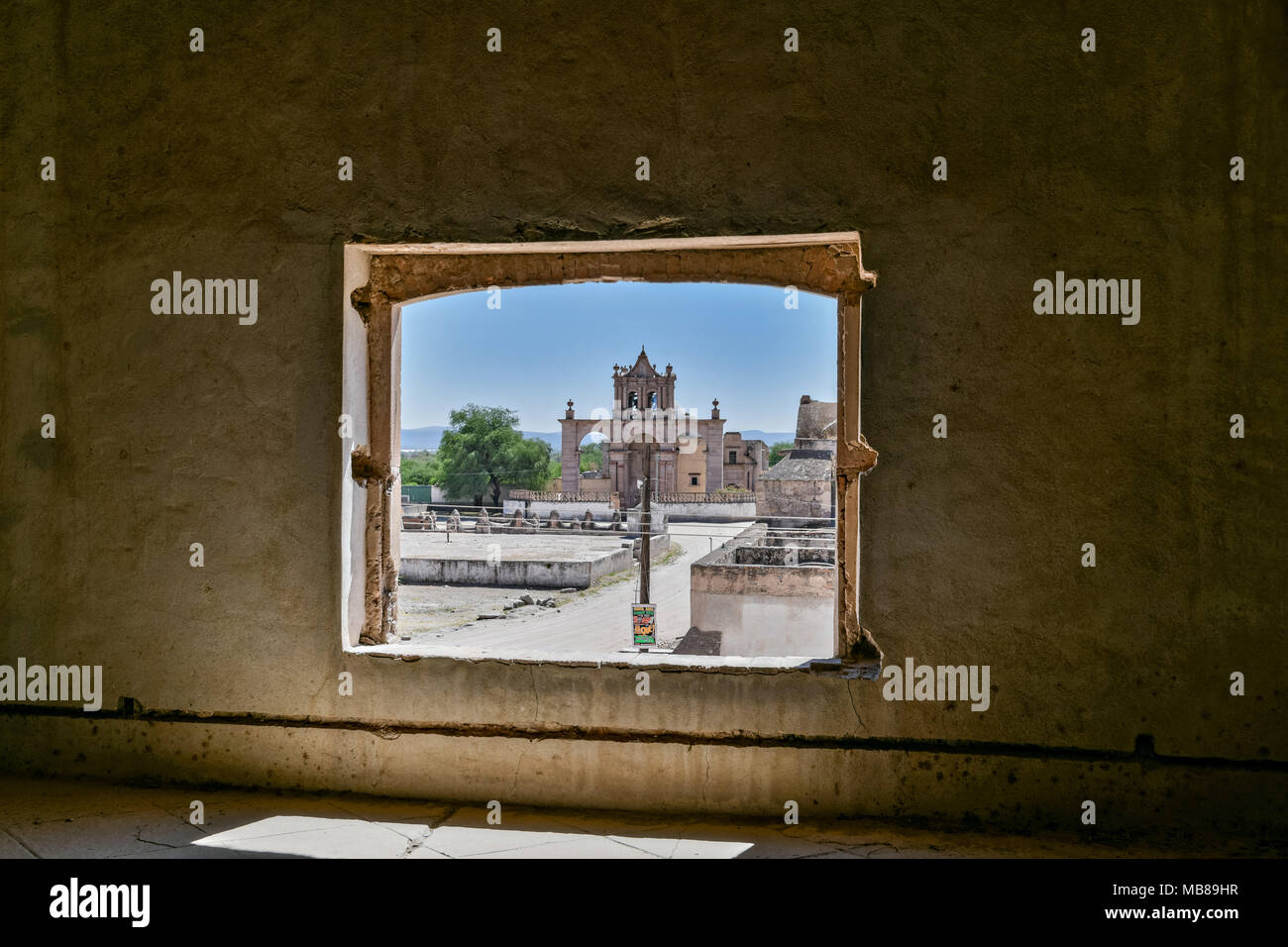 A view of the Moncado Burial Chapel from inside a crumbling room at the ...