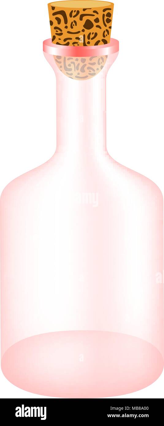 Empty bottle in red design with cork on white background Stock Vector ...