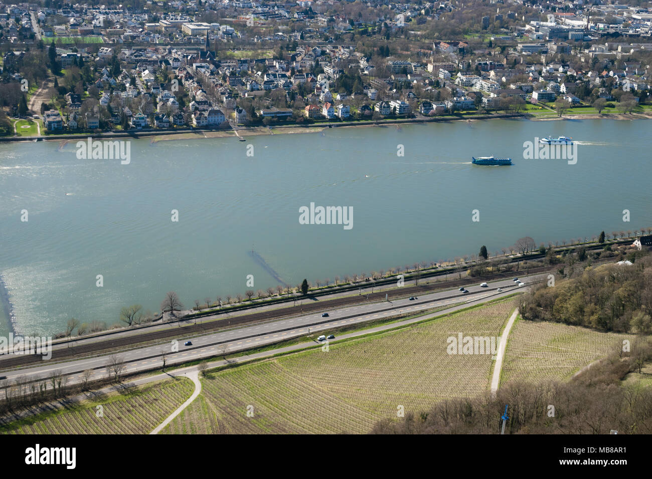 View of Bonn City at summer from the Drachenfels, Germany Stock Photo ...