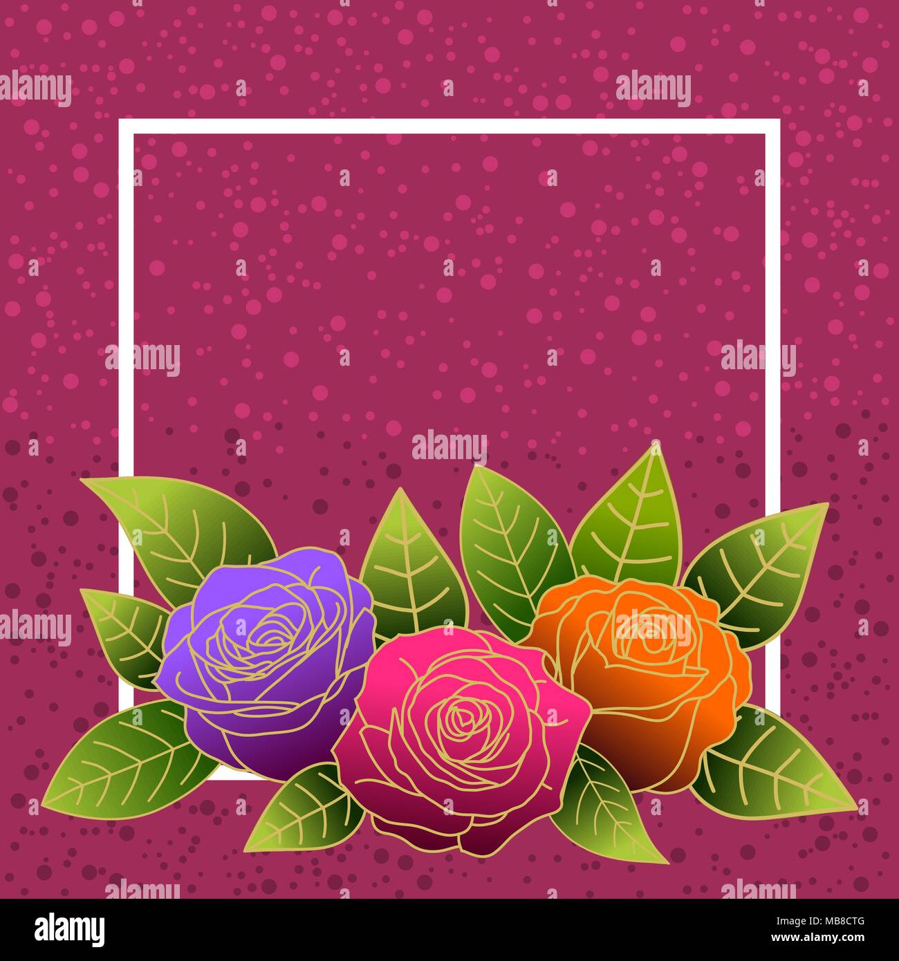 Frame with floral design, with stylized roses, Ideal for inserting a ...