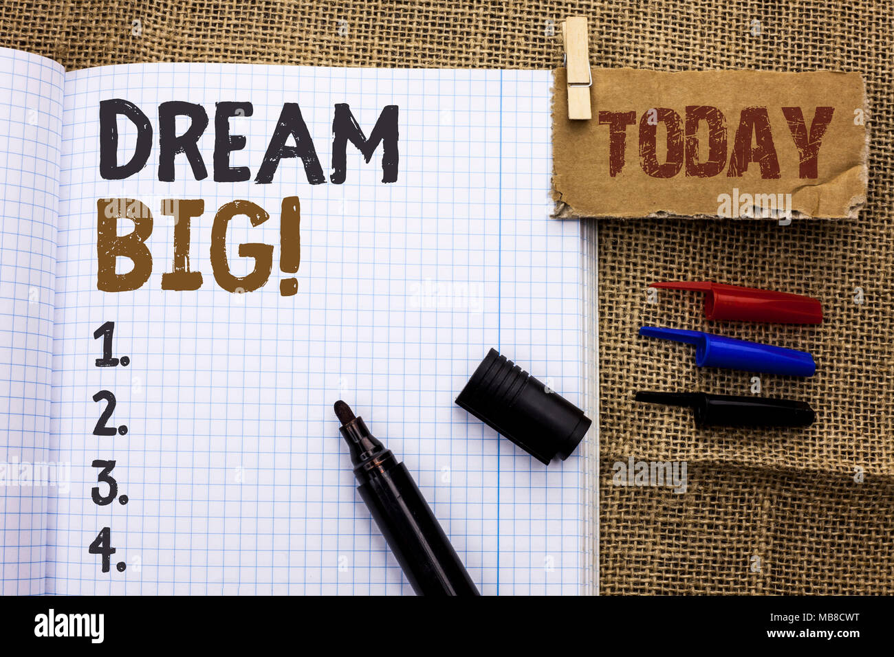 Text sign showing Dream Big. Conceptual photo Motivation Plan Aim Dream ...