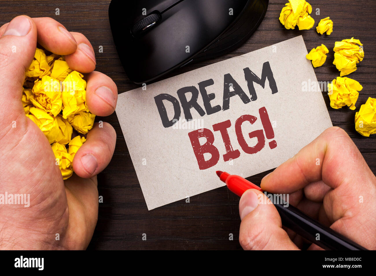 Writing note showing Dream Big. Business photo showcasing Motivation ...