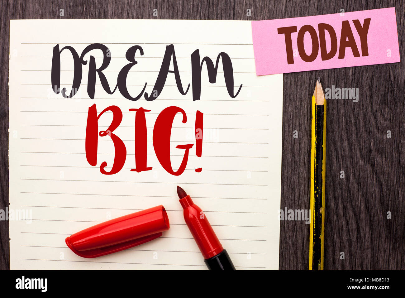 Writing note showing Dream Big. Business photo showcasing Motivation ...