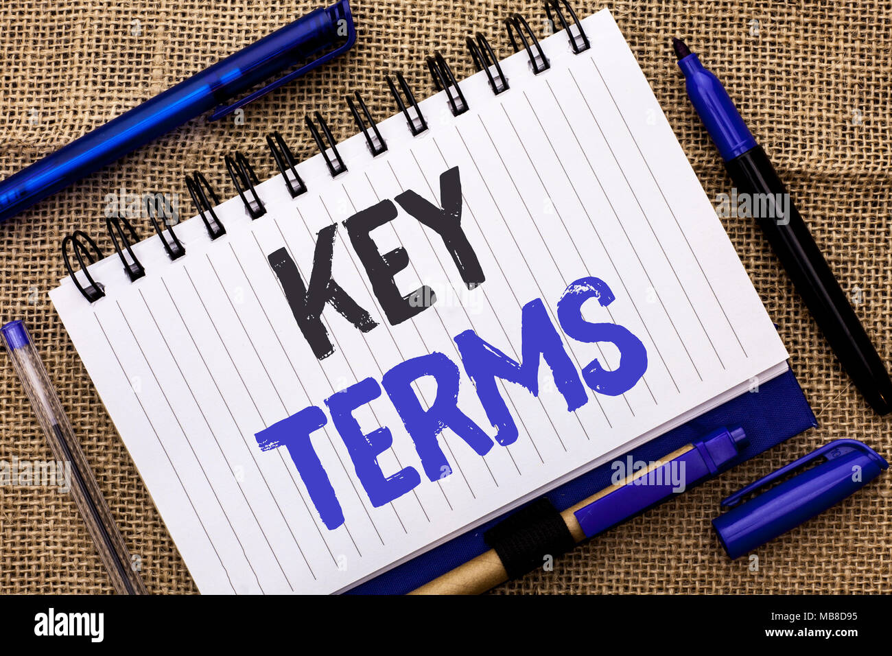 Conceptual hand writing showing Key Terms. Business photo showcasing ...