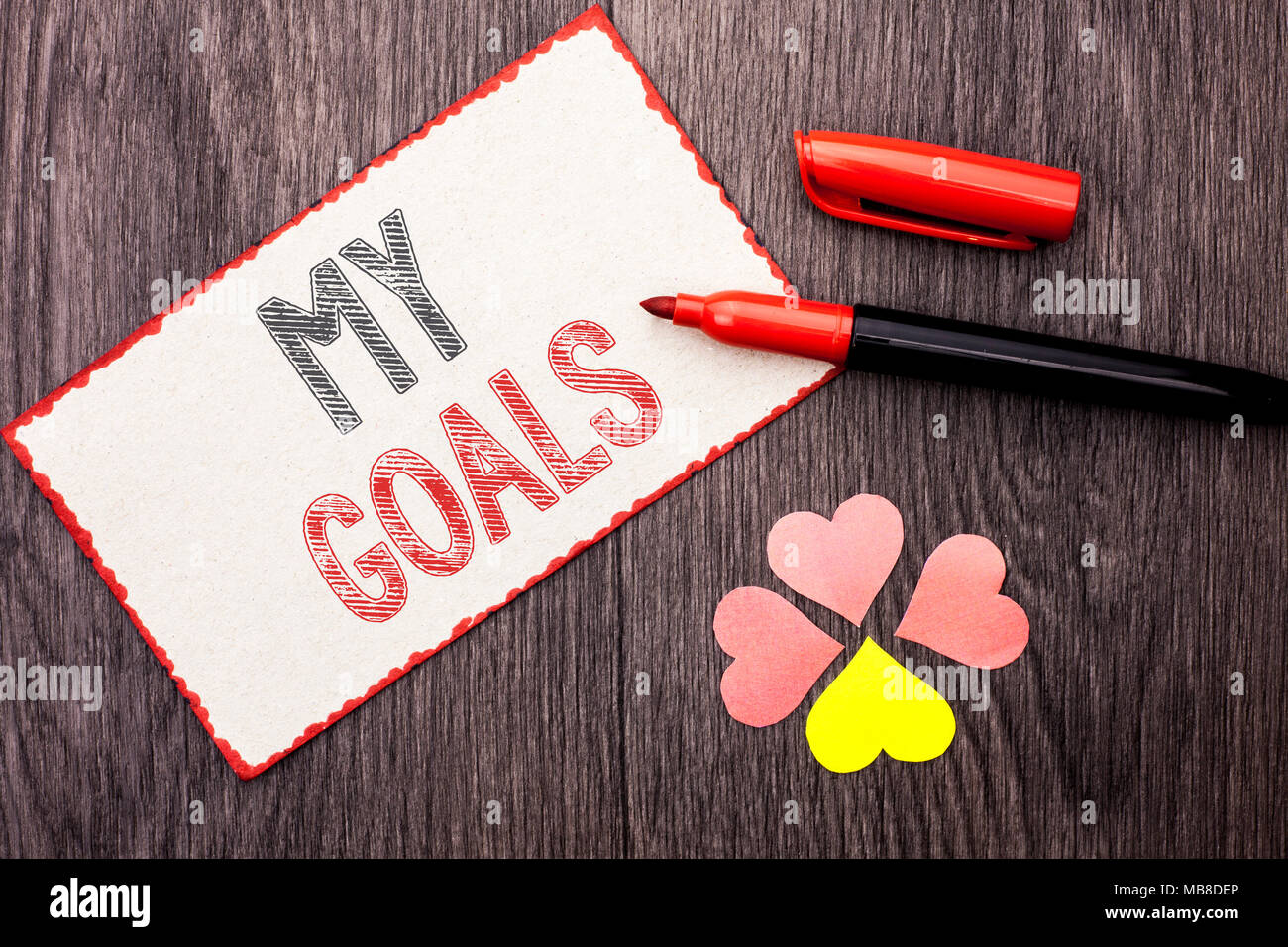 Conceptual hand writing showing My Goals. Business photo text Goal Aim ...