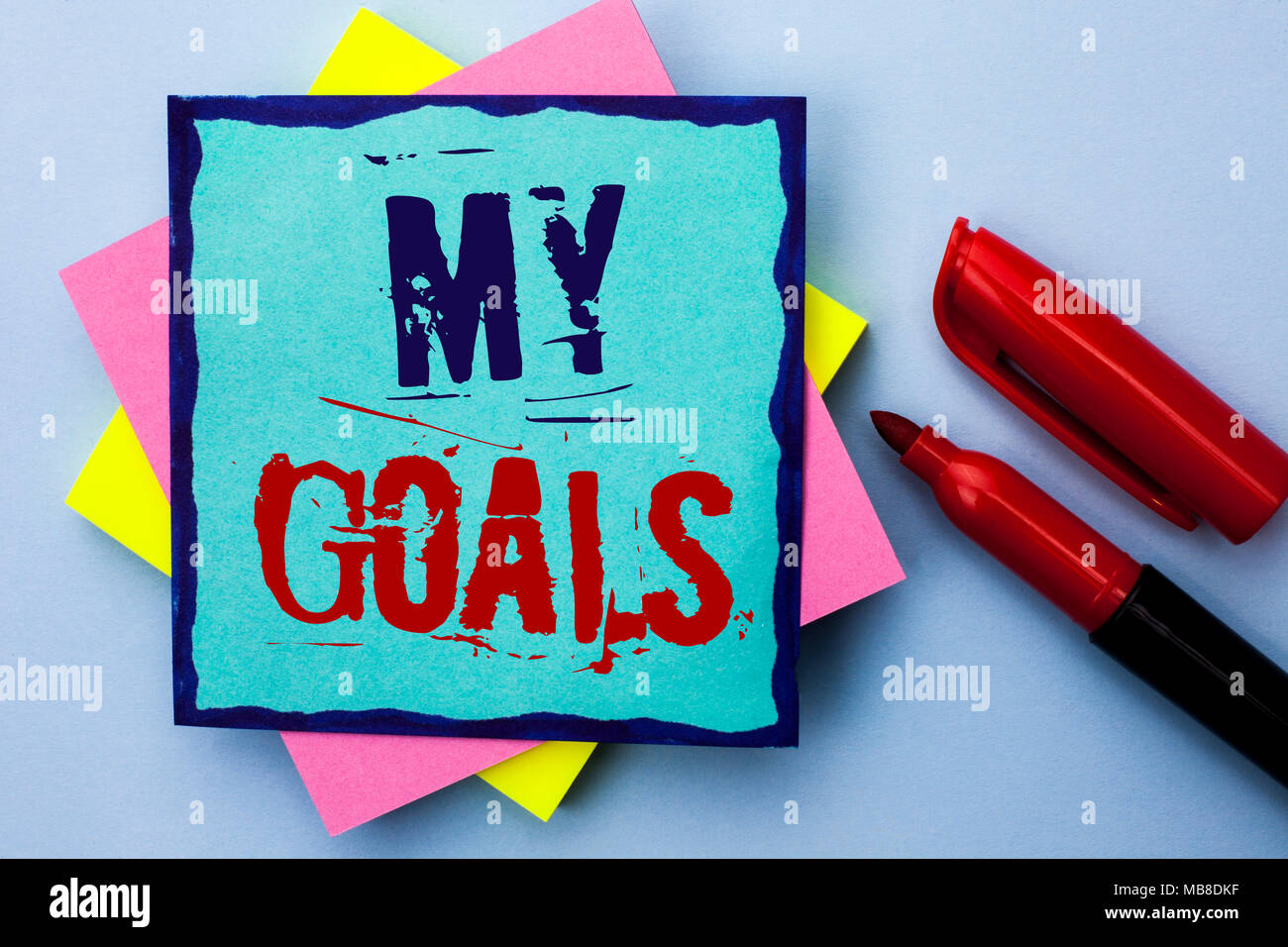 Writing note showing My Goals. Business photo showcasing Goal Aim ...