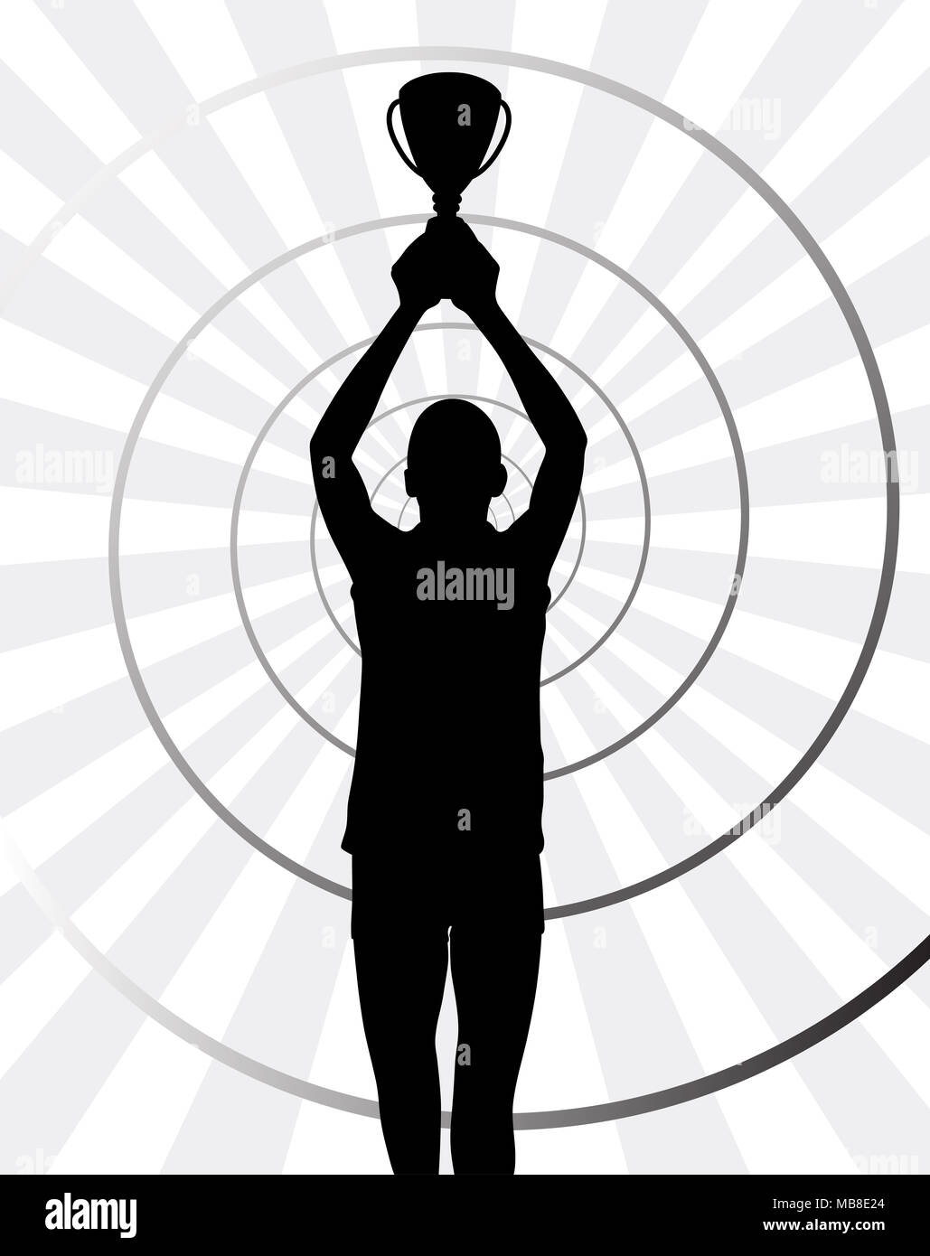 Winning man holding trophy silhouette hi-res stock photography and ...
