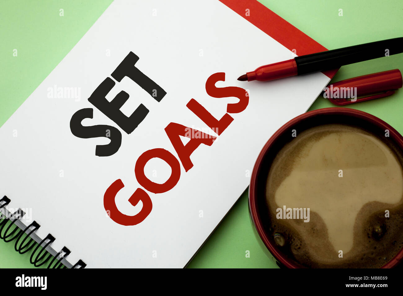 Handwriting text writing Set Goals. Concept meaning Target Planning ...