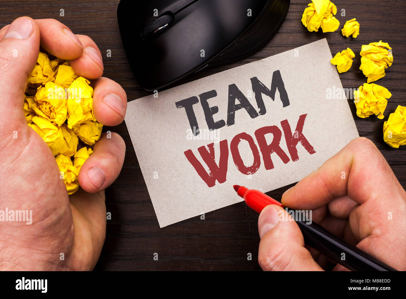 Writing note showing Team Work. Business photo showcasing Cooperation ...