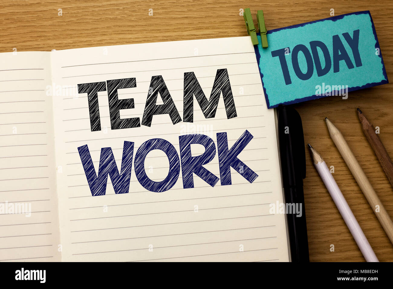 Text sign showing Team Work. Conceptual photo Cooperation Together ...