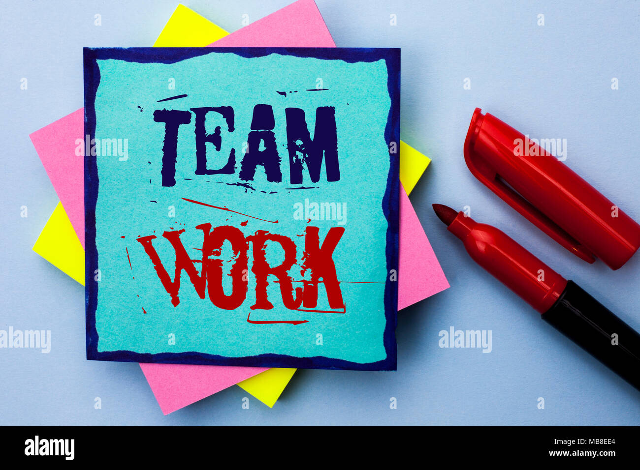 Writing note showing Team Work. Business photo showcasing Cooperation ...