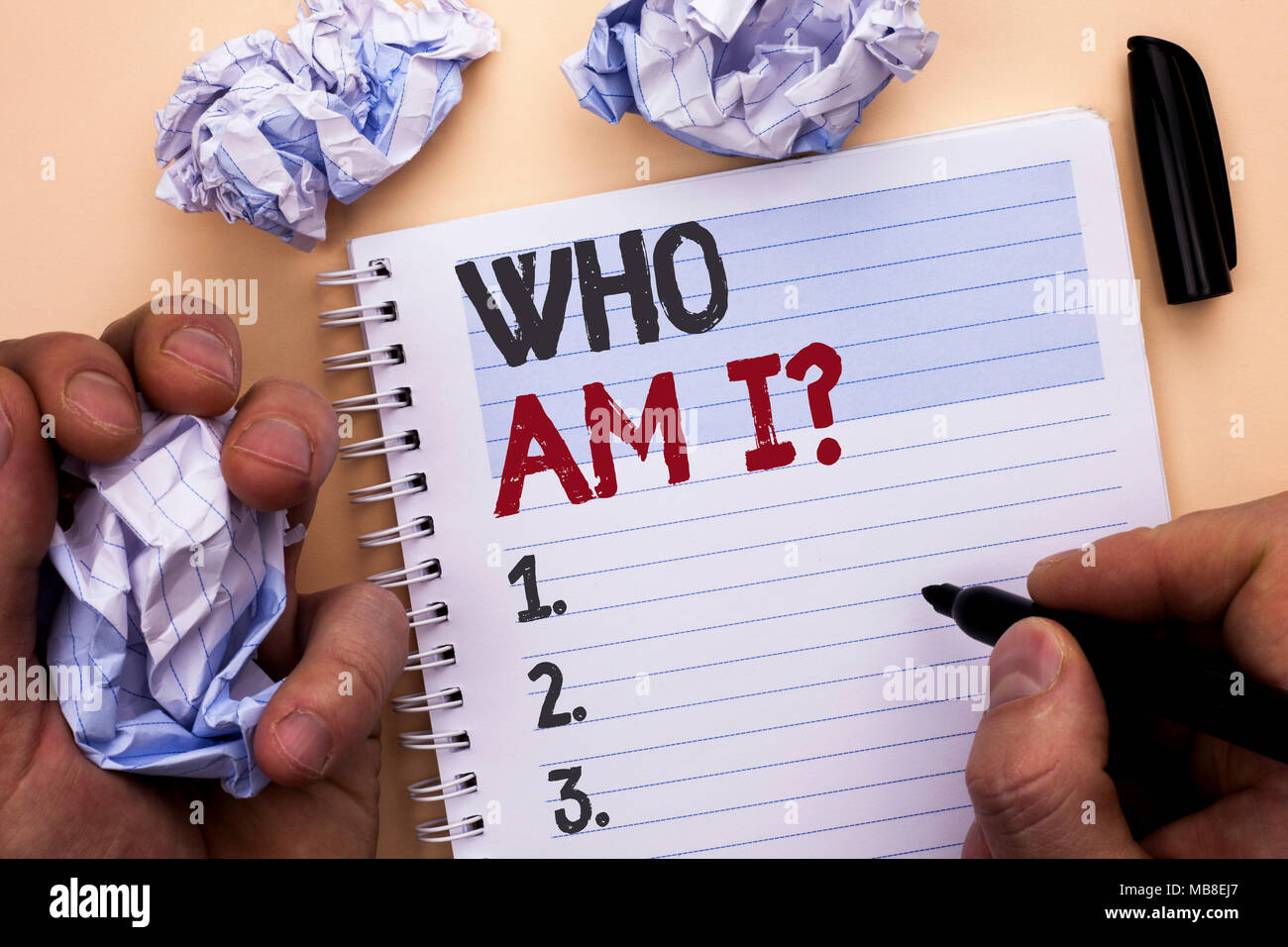 Text sign showing Who Am I Question. Conceptual photo Question Asked ...