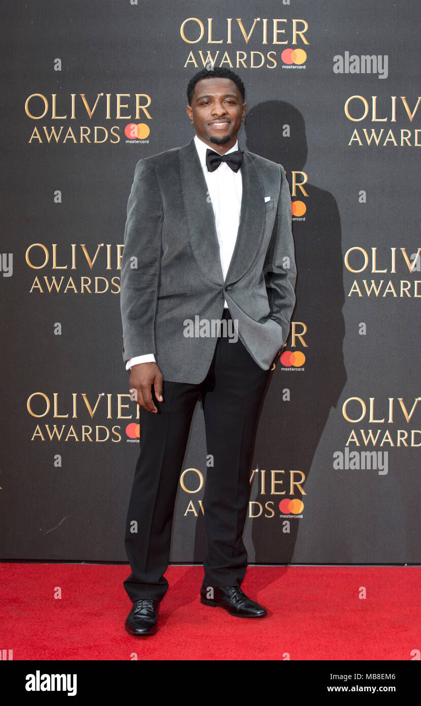 Adam J Bernard arriving for The Olivier Awards at the Royal Albert Hall ...