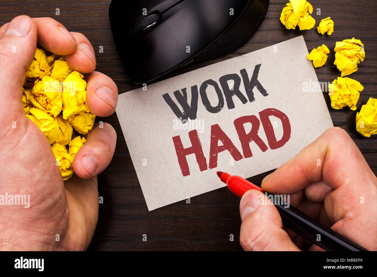 Writing note showing Work Hard. Business photo showcasing Struggle ...