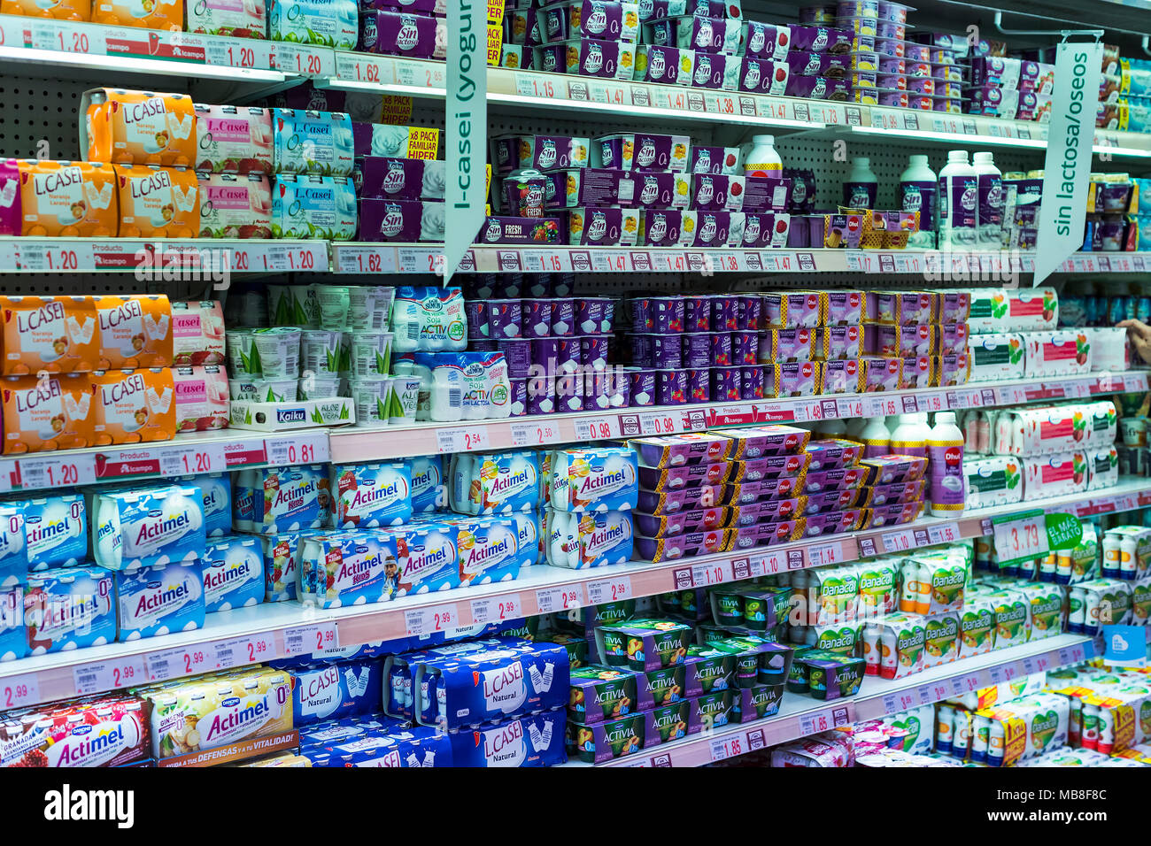 MADRID, SPAIN - 26 MARCH, 2018: Large food supermarket Auchan with ...