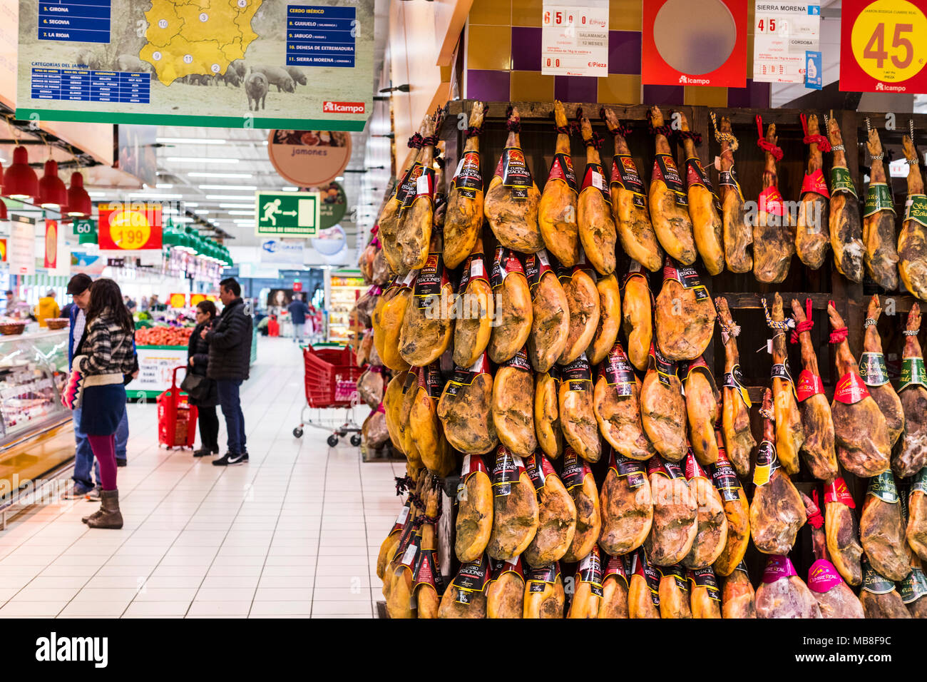 MADRID, SPAIN - 26 MARCH, 2018: Large food supermarket Auchan with ...