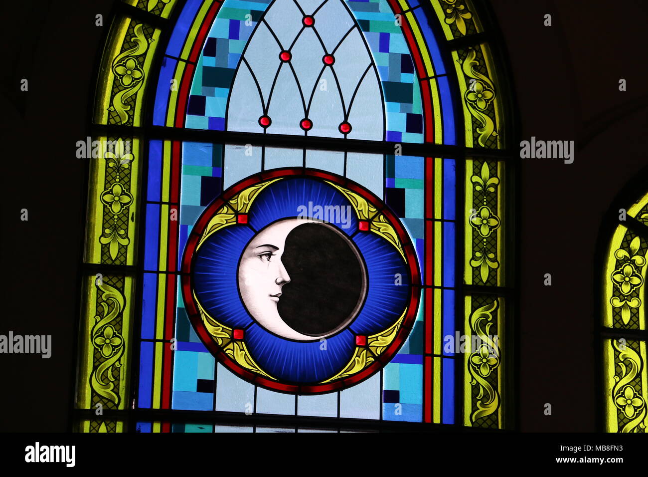 Moon stained glass Stock Photo - Alamy
