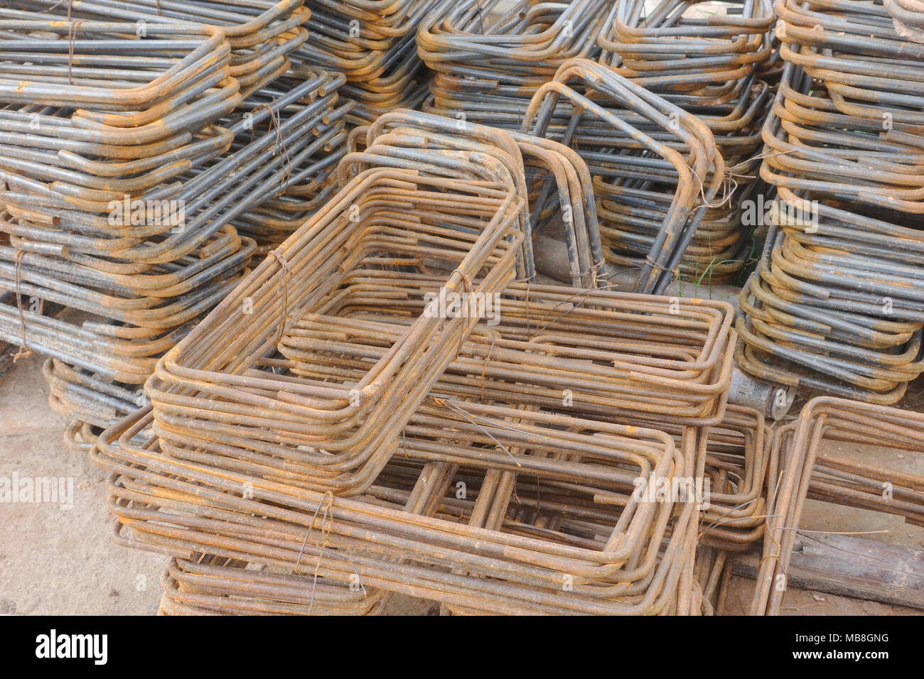 Steel bending work prepare for construction work Stock Photo - Alamy