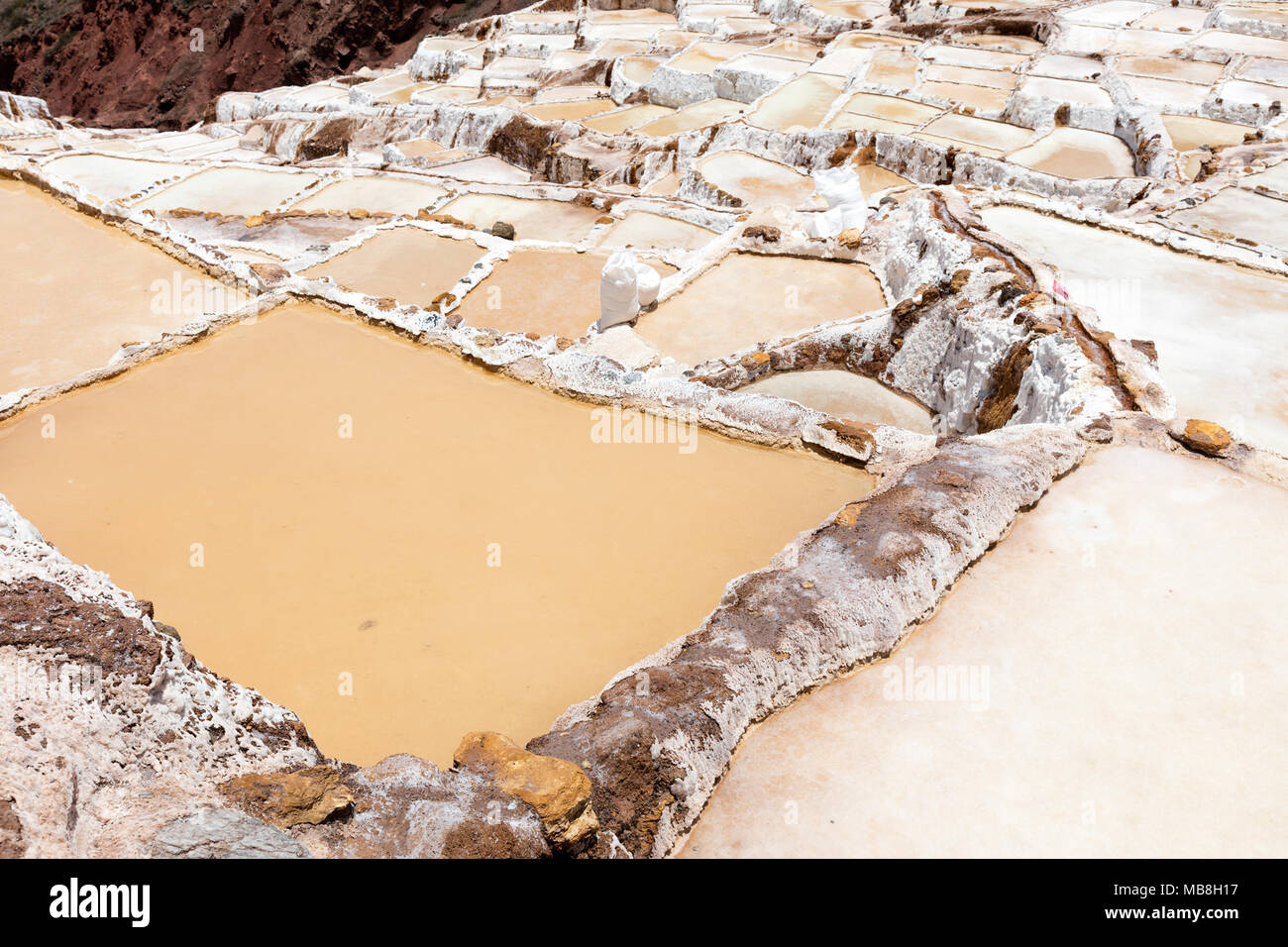 The salt evaporation pond at Maras (Salinas de Maras) near Cusco, Peru ...