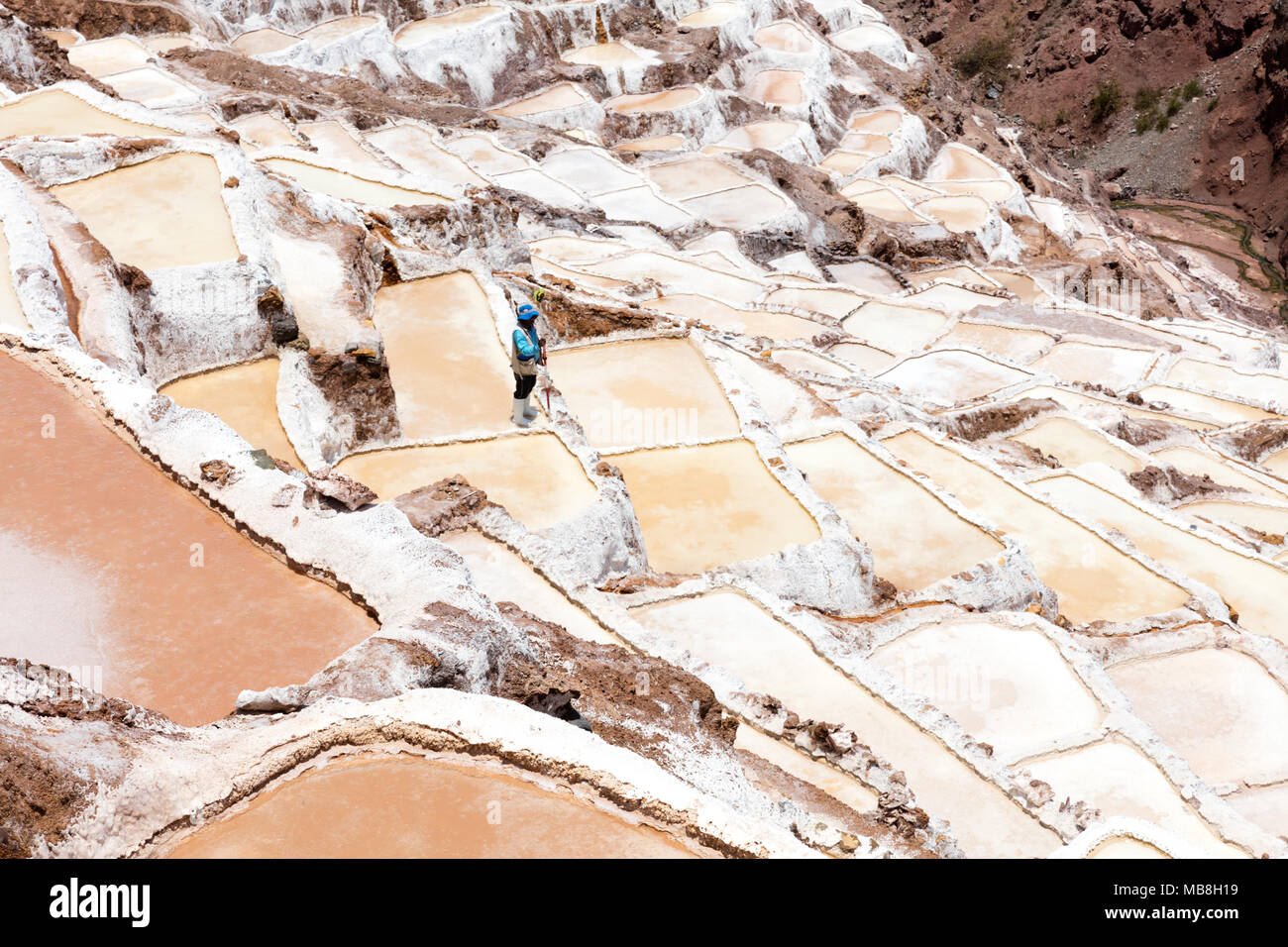 The salt evaporation pond at Maras (Salinas de Maras) near Cusco, Peru ...