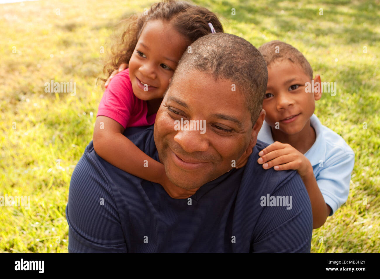 African American father and his children Stock Photo - Alamy