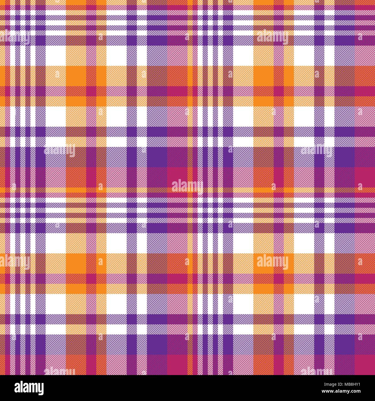 Pink orange plaid madras seamless pattern. Vector illustration Stock ...