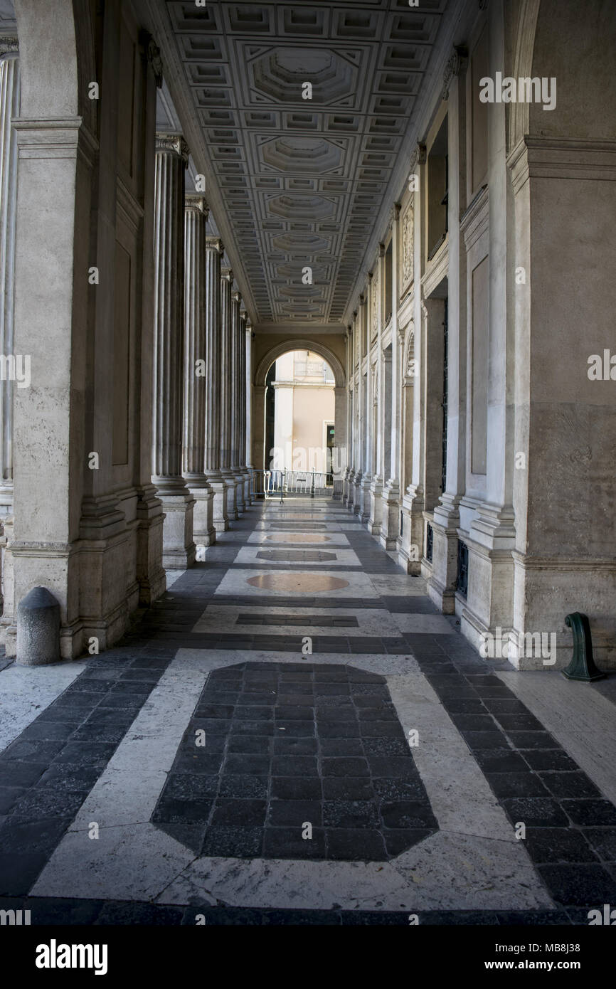 portico of an antique building in the historic center of Rome Stock ...