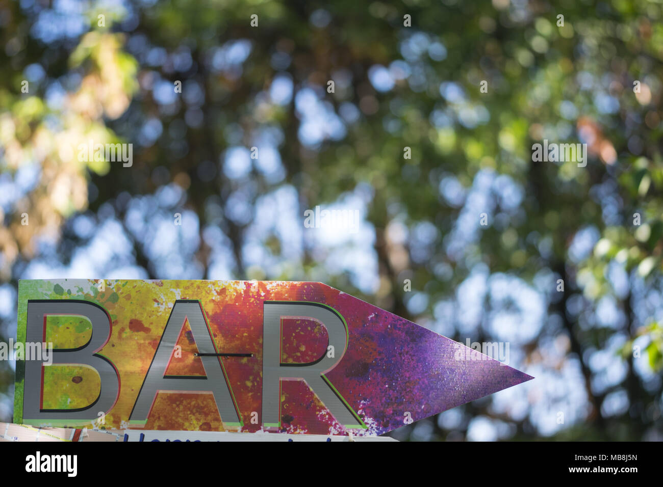 directional sign board with the written bar Stock Photo - Alamy