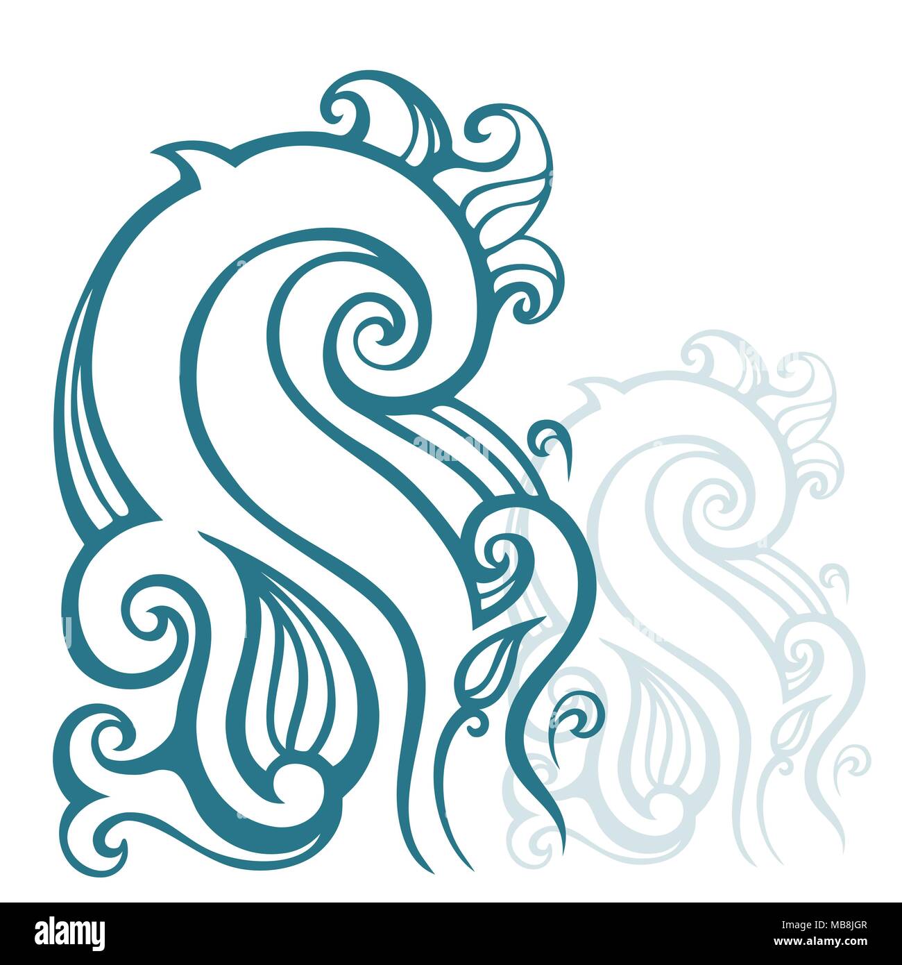 Ocean waves set, Hand drawn illustration Stock Vector Image & Art - Alamy