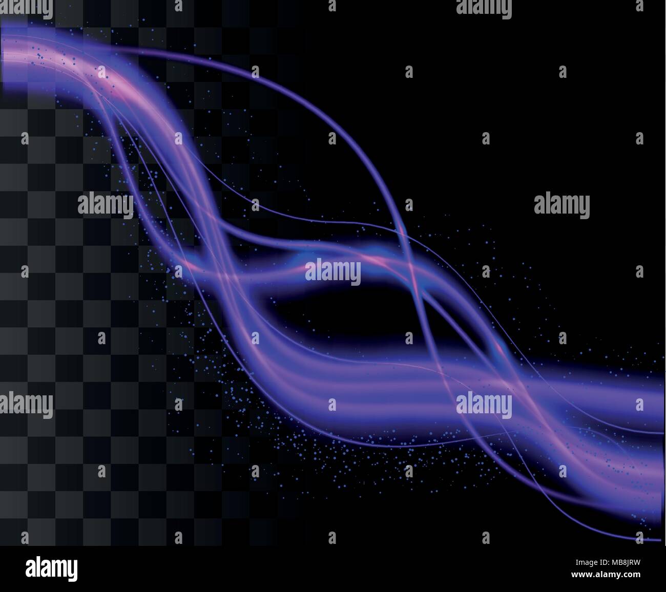 Purple wave effect. Purple glitter particles background effect. Glowing ...